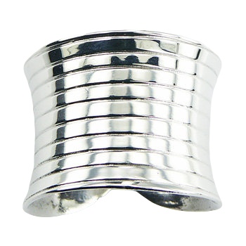 Fancy Fluted Concaved Sterling Silver Shiny Cylinder Ring by BeYindi
