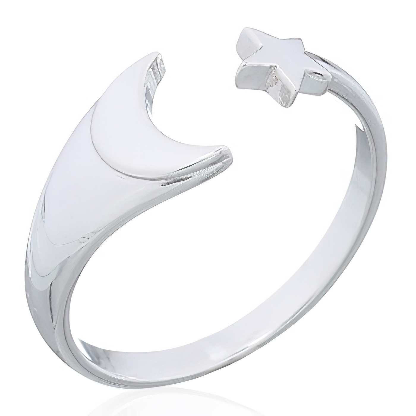 Parallel Moon And Star Sterling 925 Silver Ring by BeYindi