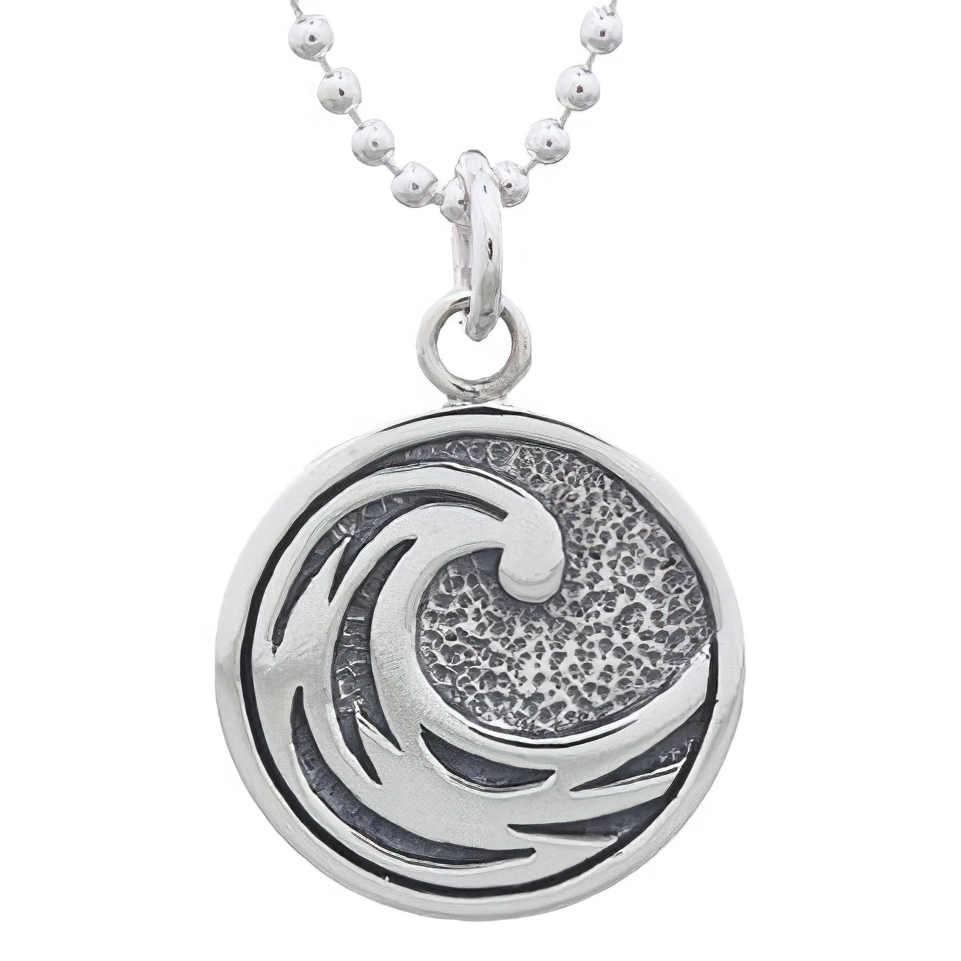 Sterling Silver Ocean Wave Disc Pendant by BeYindi
