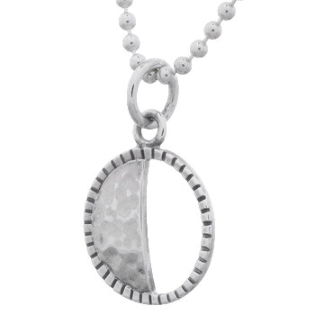 925 Silver Half Moon Hammered Disc Pendant by BeYindi