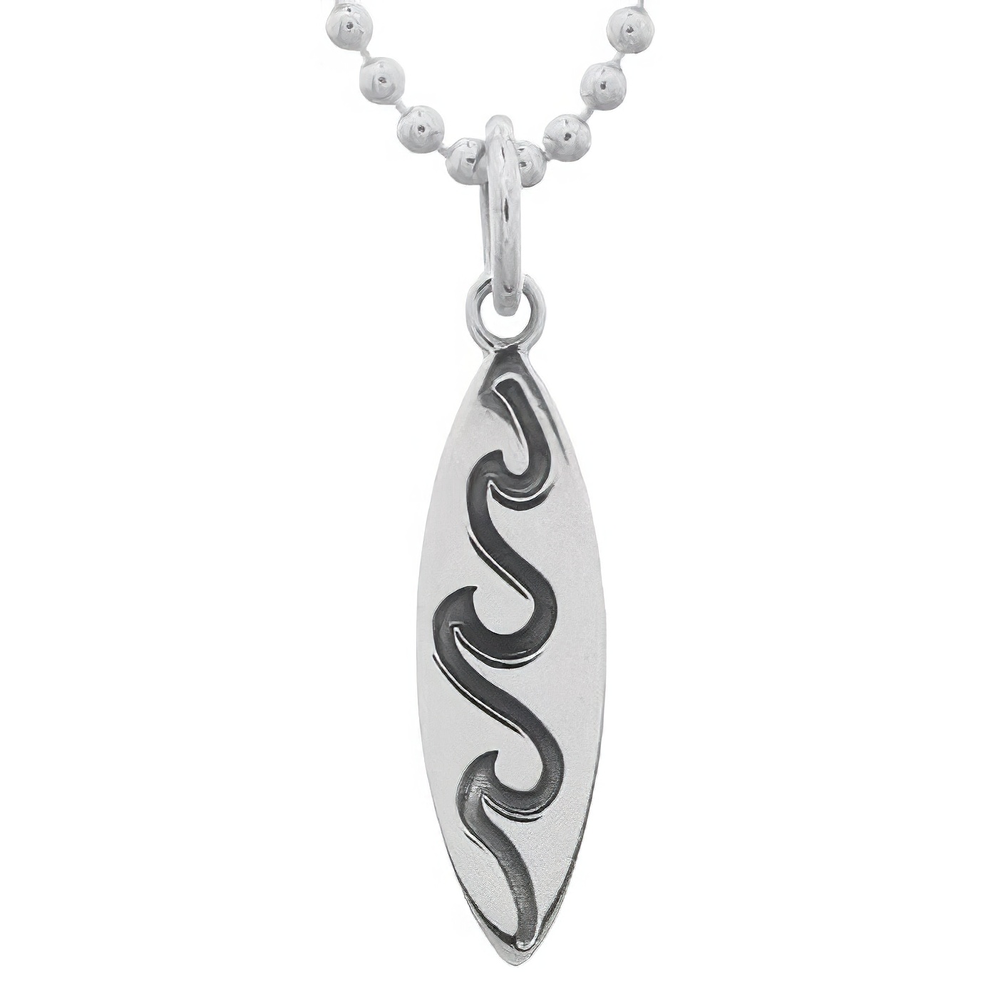 Ocean Wave Surfboard 925 Silver Pendant by BeYindi