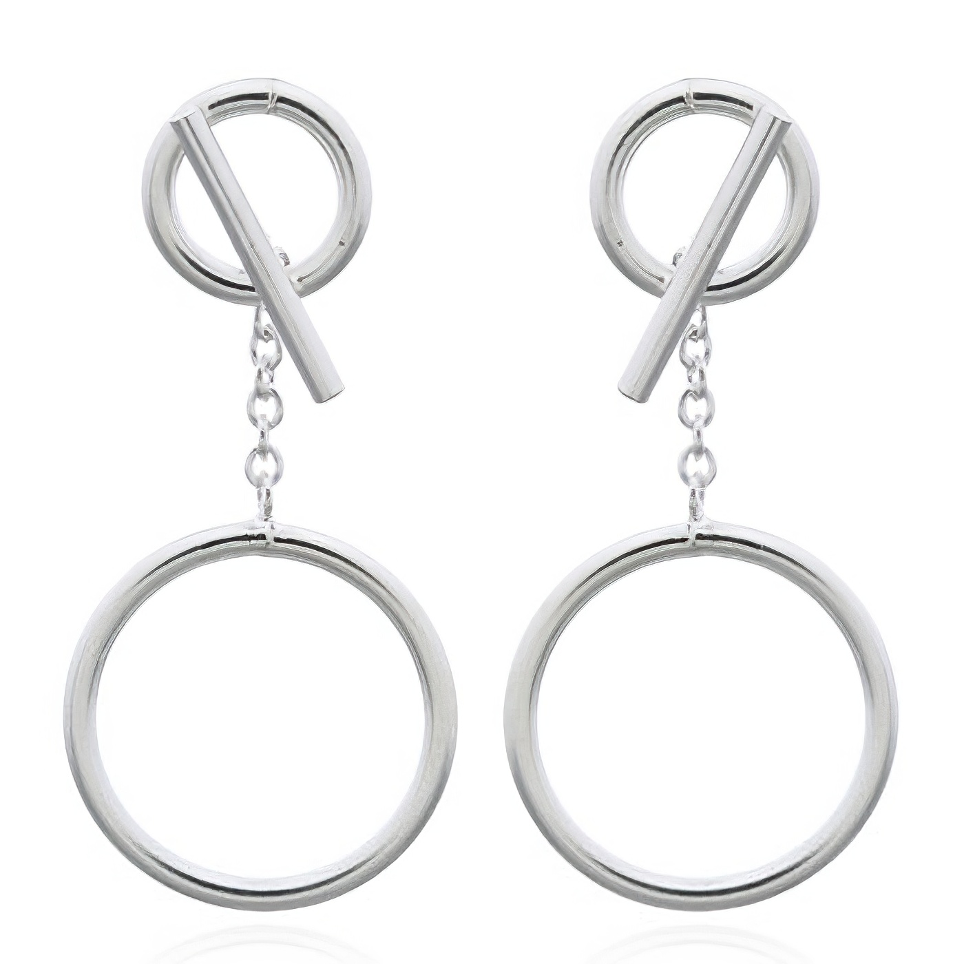 Circle Stud Earrings With Attachable Circle Charm 925 Silver by BeYindi