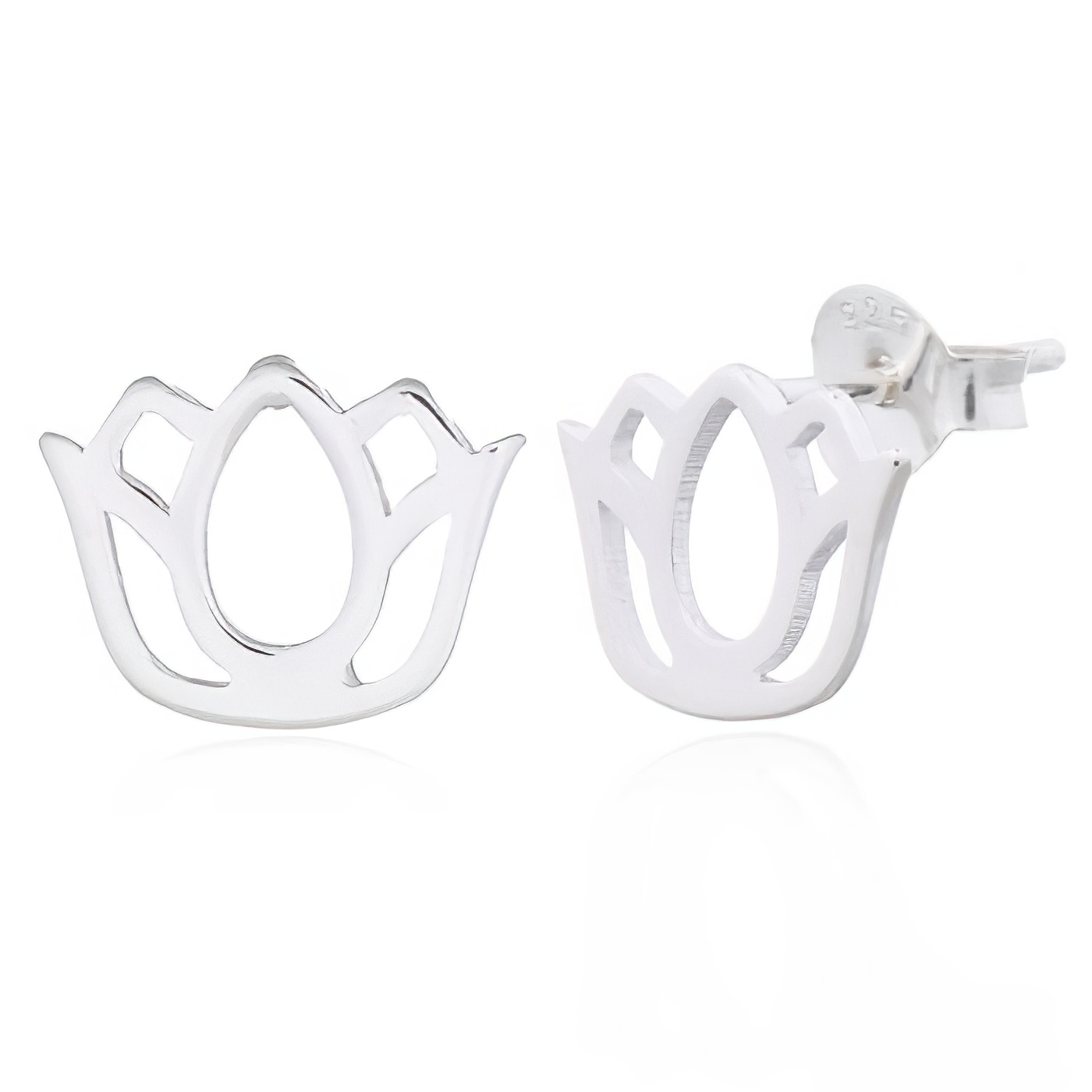 Pretty Simple Lotus Flower Stud Earrings 925 Silver by BeYindi