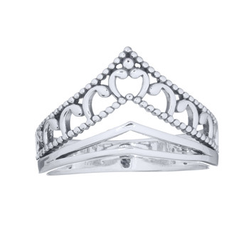 925 Sterling Silver Chevron Crown Tiara Ring by BeYindi